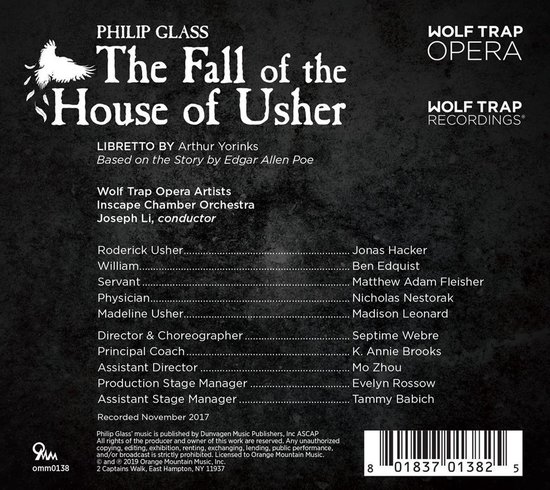 Wolf Trap Opera, Inscape Chamber Orchestra - Glass: The Fall Of The House Of Usher (2... | bol