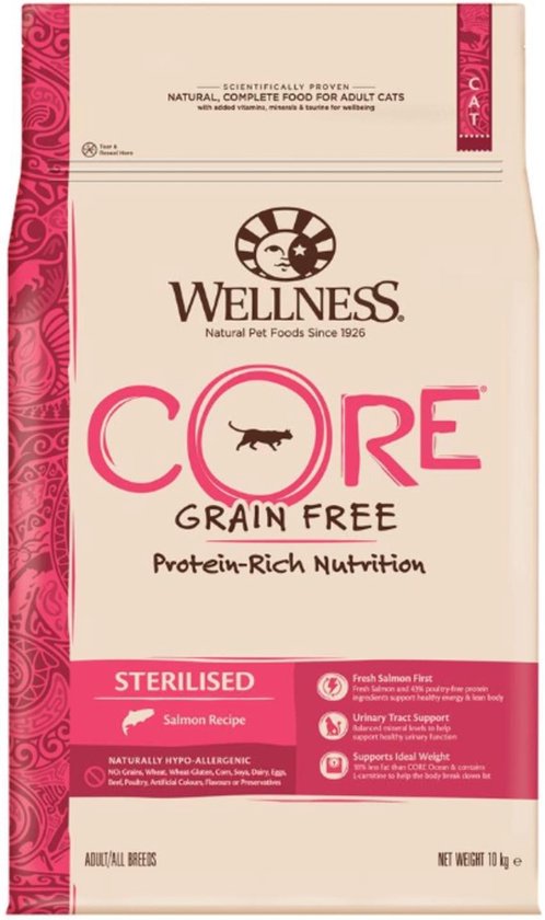 Wellness Core Grain Free Cat Sterilised Zalm - Kattenvoer - 10 kg | bol