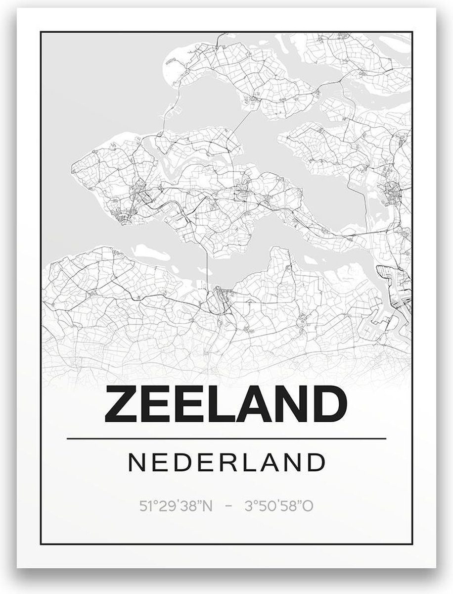 Poster/plattegrond ZEELAND - 30x40cm | bol.com
