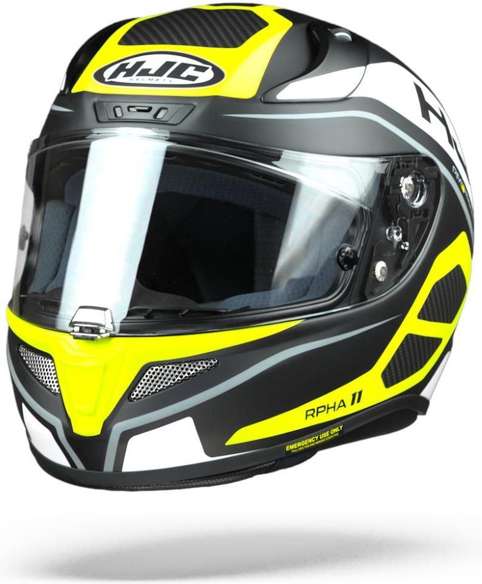 Hjc Rpha 11 Saravo Mc4hsf Zwart Geel Wit Integraalhelm Motorhelm