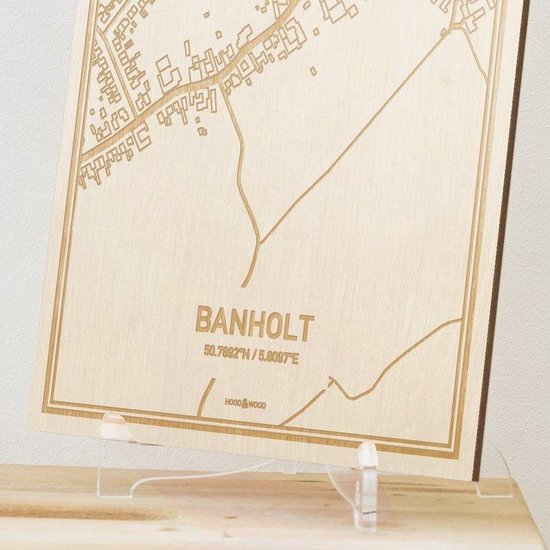 Kaart Banholt - Gegraveerde stadskaart Hood&Wood - Hout, A4 | bol.com