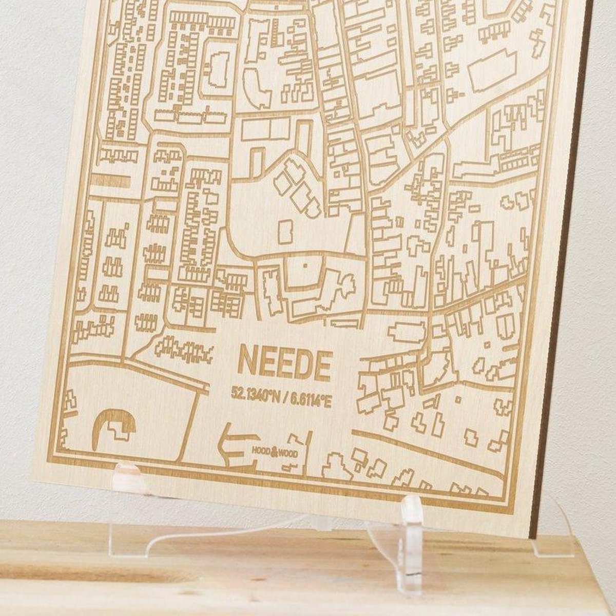 Kaart Neede - Gegraveerde stadskaart Hood&Wood - Hout, A4 | bol.com