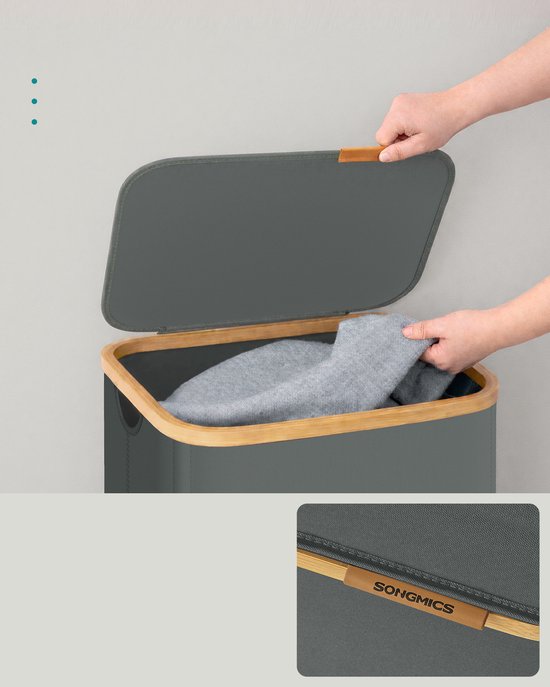 SONGMICS LCB516GN01 - Wasmand met Deksel - Opvouwbaar Oxford Stof ...