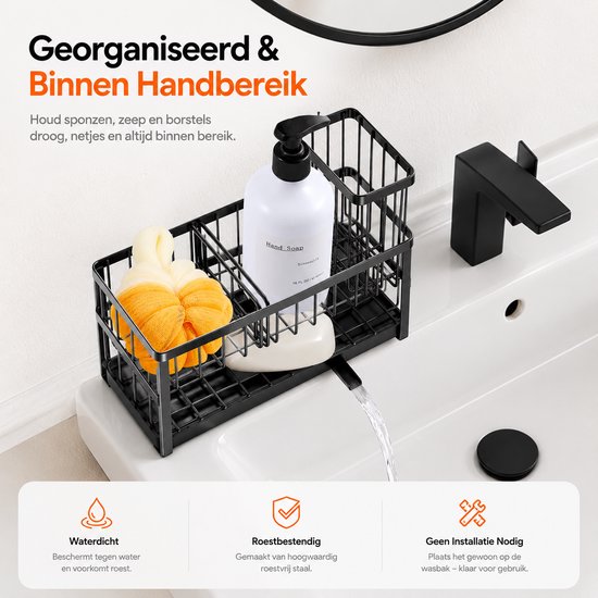 BOTC Gootsteen organizer - 2 laags Vaatdoekhouder Organizer - Aanrecht ...