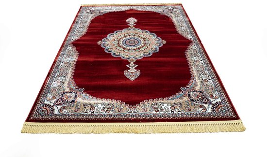 Flycarpets Isfahan Klassiek Oosters Medaillon Vloerkleed - Rood ...
