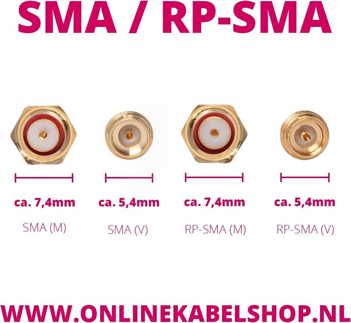 SMA (m) - SMA (v) adapter - 50 Ohm | bol