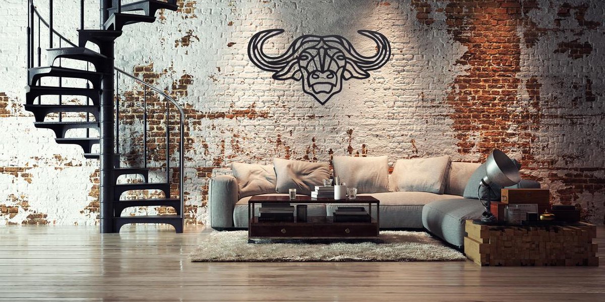 Metalen Buffel Muurdecoratie 51cm x 27 cm - Wall Art | bol.com