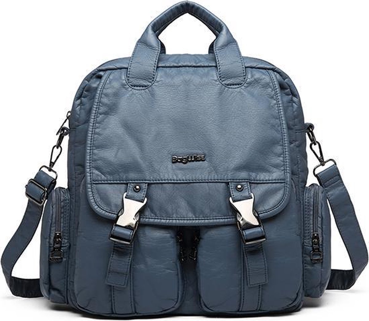 Bagwise® Rugtas - Rugzak - Handtas - 2in1 - (1530) Jeans Blauw | bol.com