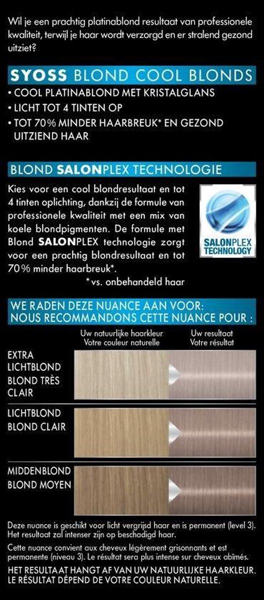 Syoss Colors - 12-59 Platina Cool Blonds - Haarverf - 4 stuks ...