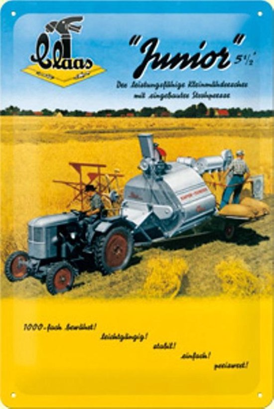 Claas Junior tractor, Metalen wandbord met reliëf 20x30cm | bol.com