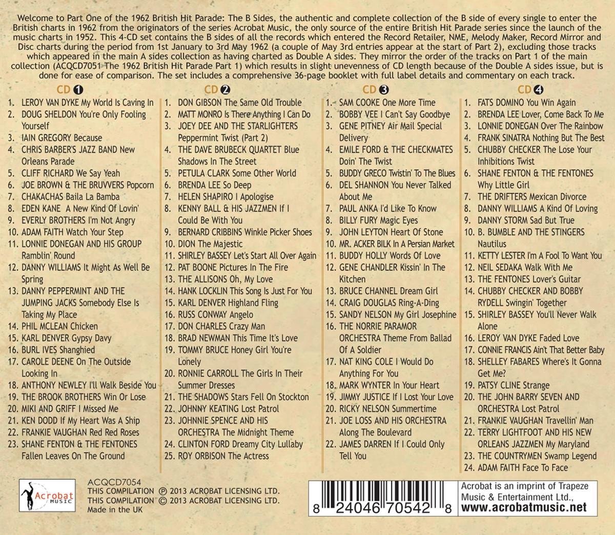 British Hit Parade 1962 The B Sides Part 1, various artists | CD (album ...