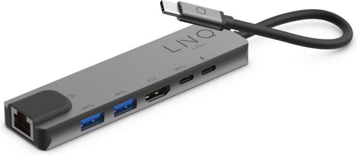 Adaptateur de Hub USB LINQ 6 en 1 de type C - HDMI 4K 60Hz - Ethernet ...