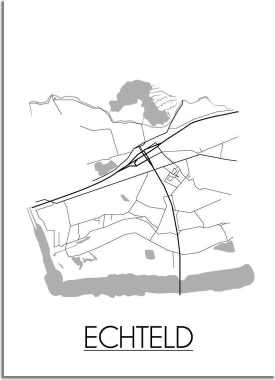 DesignClaud Echteld Plattegrond poster A4 + Fotolijst wit (21x29,7cm ...