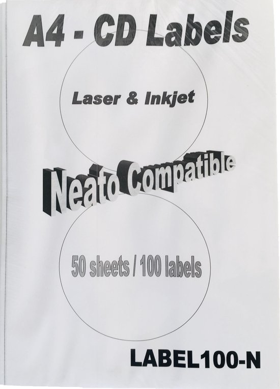 DVD/CD Labels Etiketten 100 stuks | A4 Laser & Inkjet | Label100-N ...