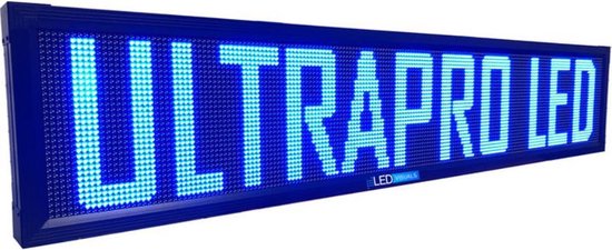 Professionele LED lichtkrant 108 x 24 cm - Outdoor - Blauw - LED reclame bord | bol.com