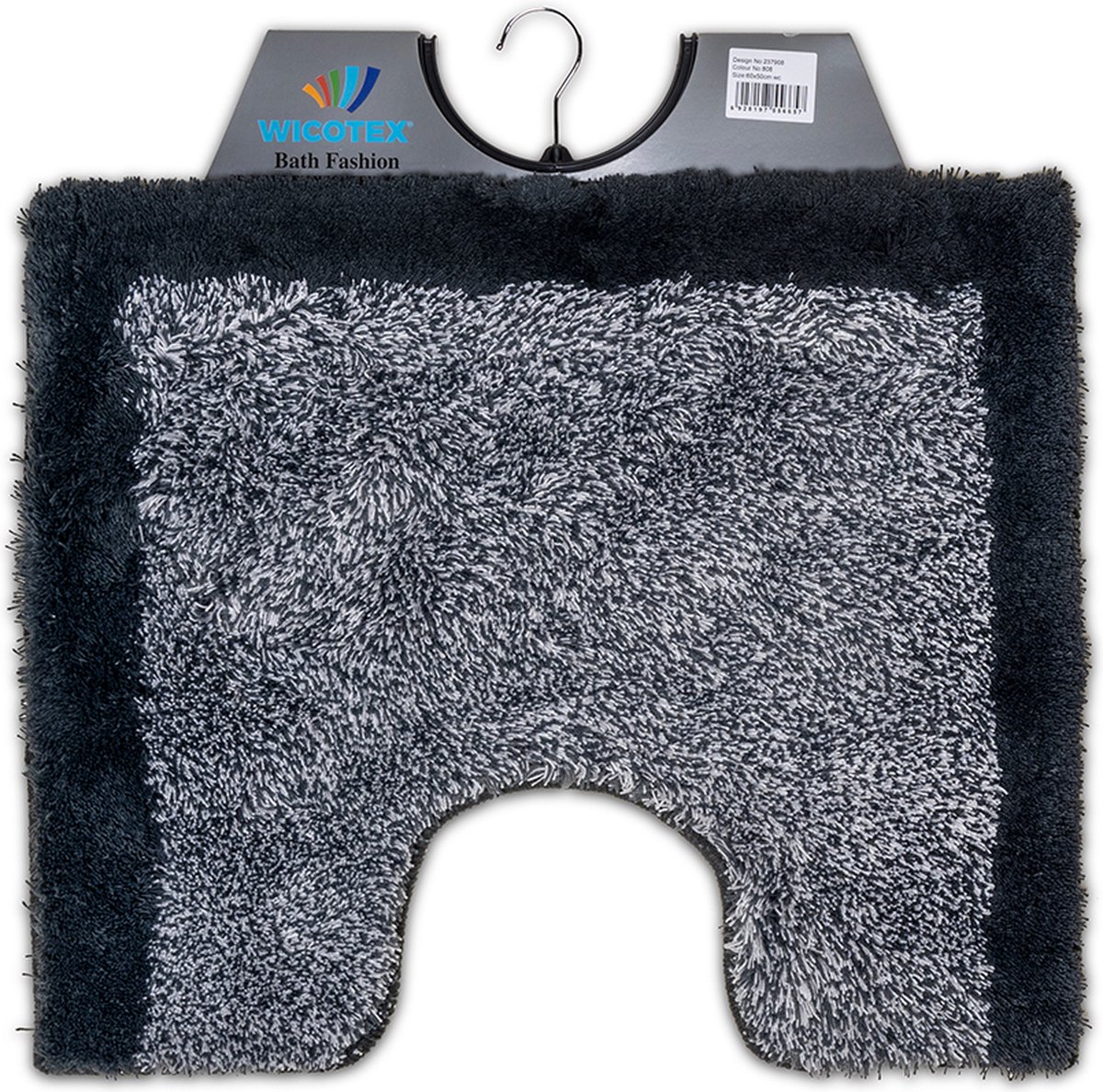 Wicotex-Badmat set met Toiletmat-WC mat-met uitsparing grijs met zwarte ...