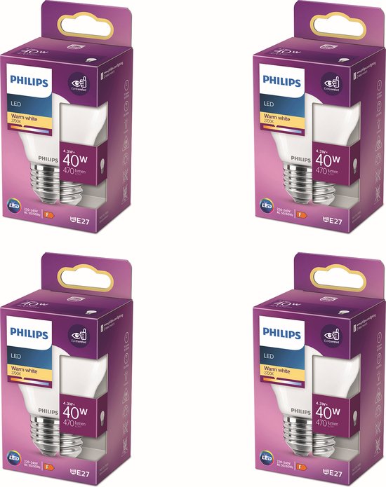 Philips Voordeelverpakking - E27 - LED Kogellamp - Mat - 40W - Niet Dimbaar - Warmwit... | bol