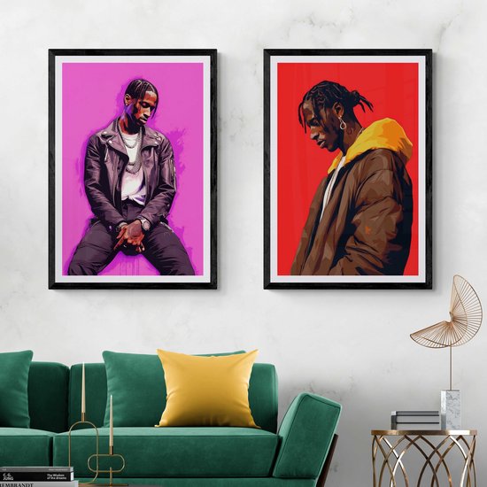 Muziek Poster - Travis Scott Rapper - Rap - Roze - Abstract - Jacques ...