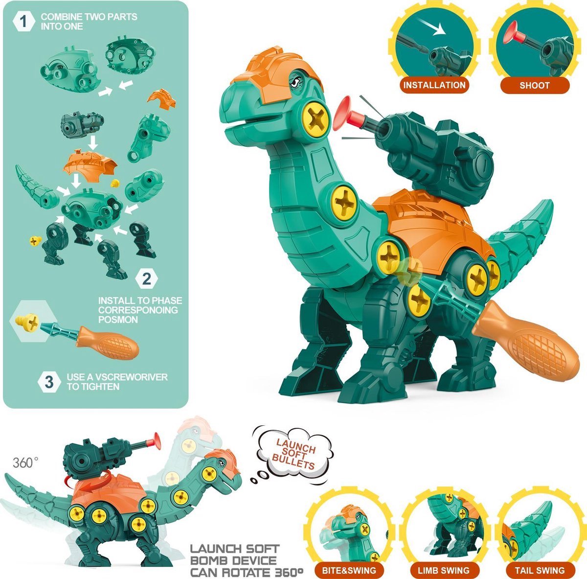 Dinosaurus DIY Speelgoedset Inclusief Pijlenkanon | bol.com