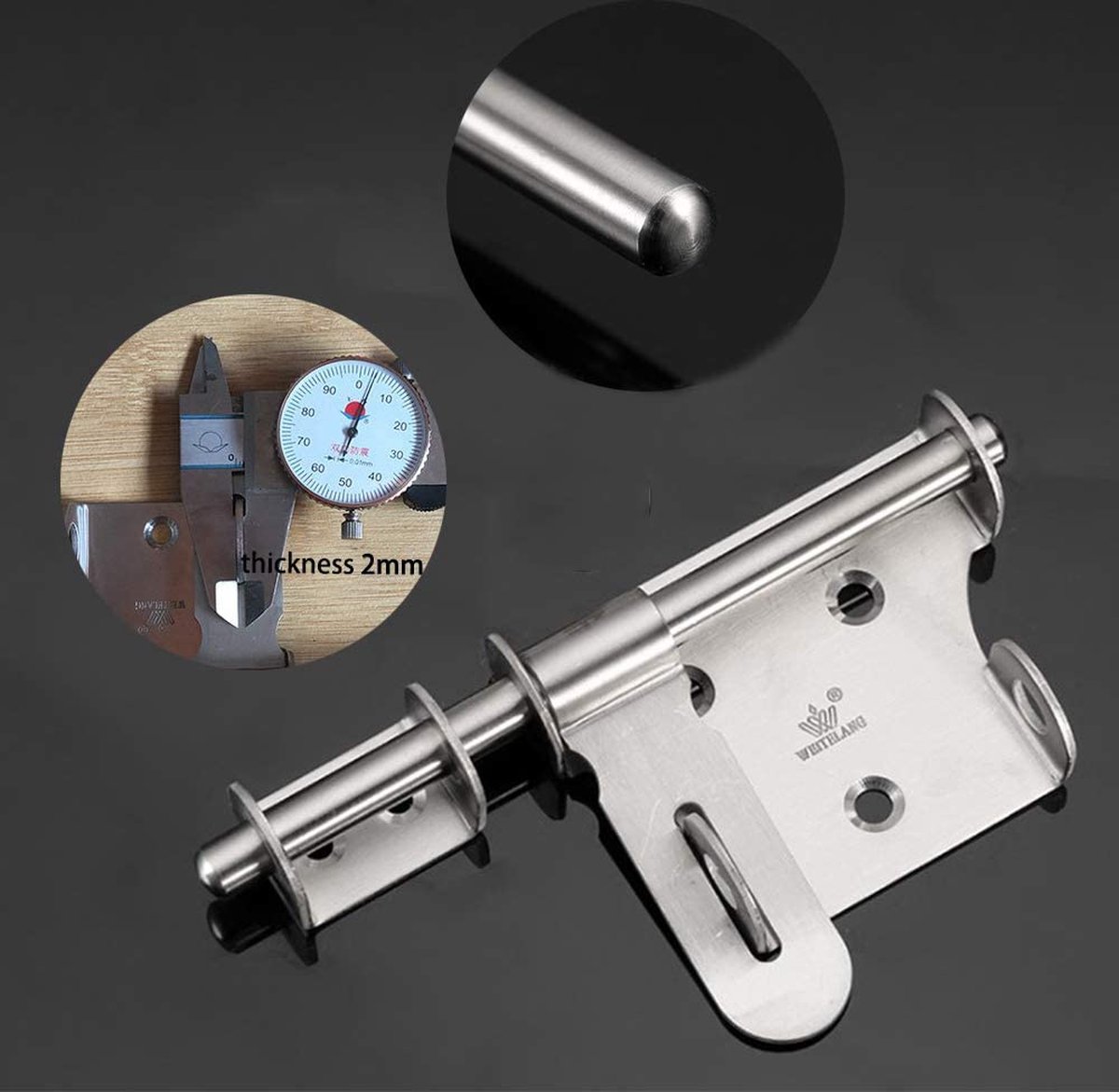 1 stuk roestvrijstalen schuifboutvergrendeling, poortvergrendeling ...