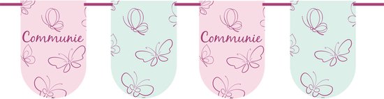 Folat - Vlaggenlijn Communie Roze/Mint groen (6 meter) - communie ...