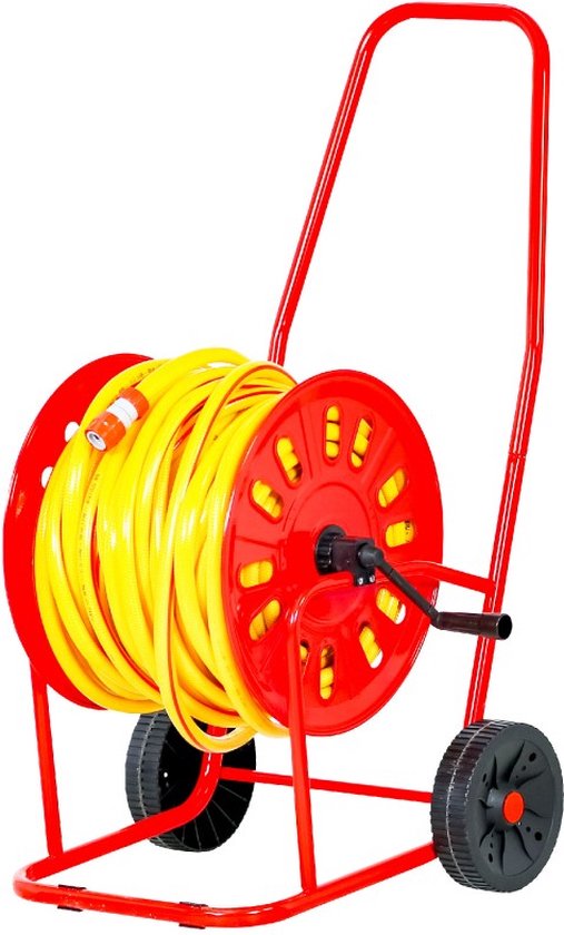 Set slangenwagen ½” staal poederlak met waterslang Tricotop 50m MW ...