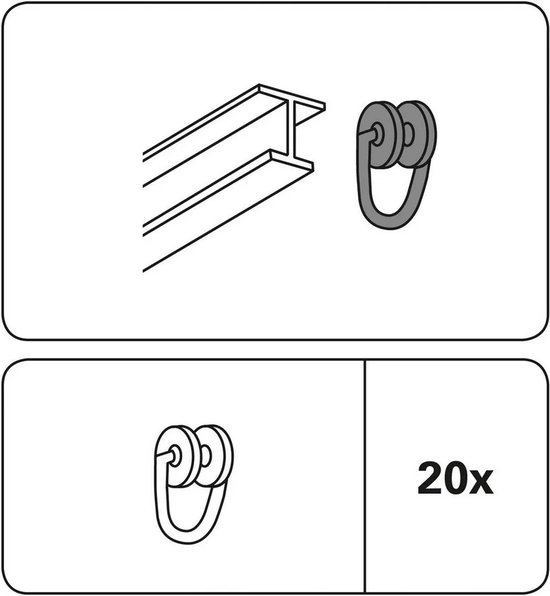 10x runner I rail en T rail - 10 runners - zilver en wit - gordijnrail ...