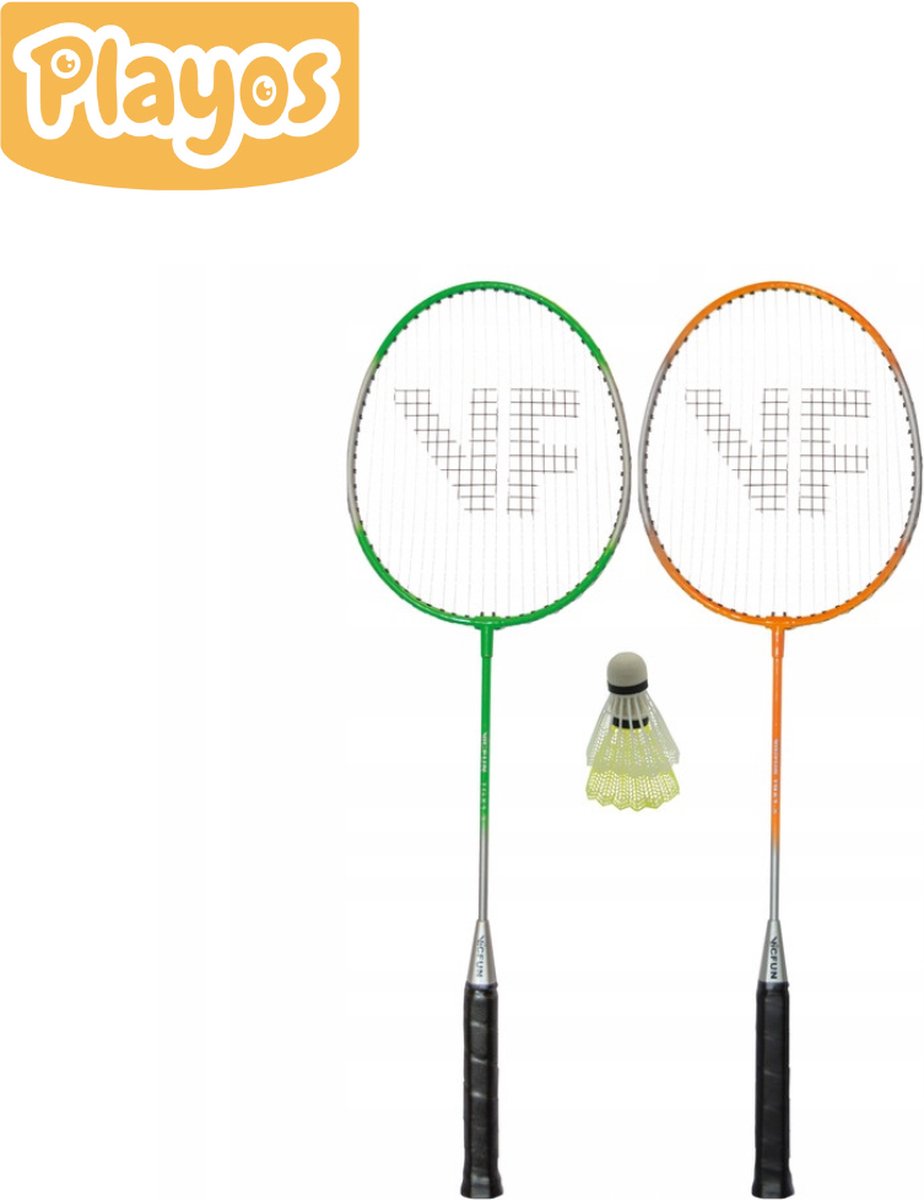 Badmintonset - 2 Rackets - Oranje / Groen - in Hoes - Inclusief ...