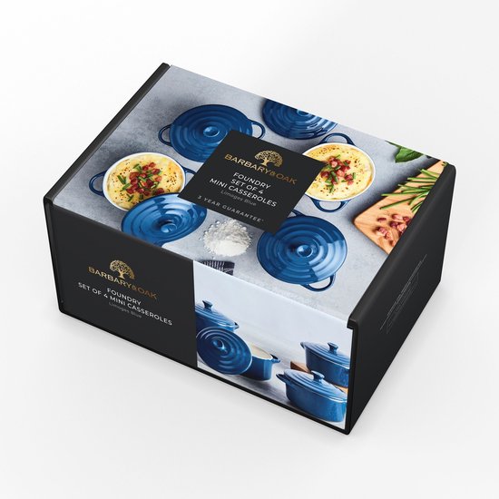 Mini Oven Braadpan Set Van 4 Stuks 10 Cm Blauw Keramiek Barbary And Oak Foundry Bol