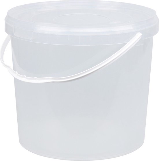 Emmer met deksel - 10 liter - rond - transparant | bol.com