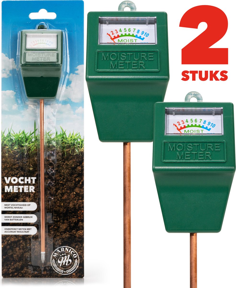 MARNICO® 2 stuks- Vochtmeter voor planten - Vochtigheidsmeter - Watermeter - Binnen en... | bol