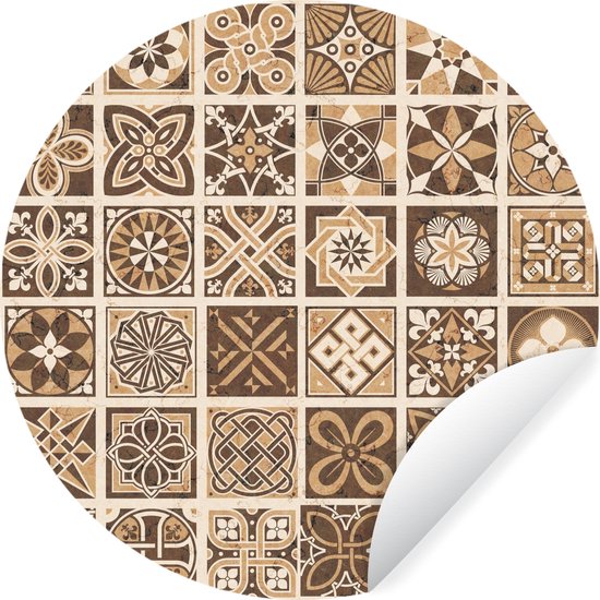 WallCircle - Muurstickers - Behangcirkel - Design - Bloemen - Bruin - Natuur - Vintage... | bol