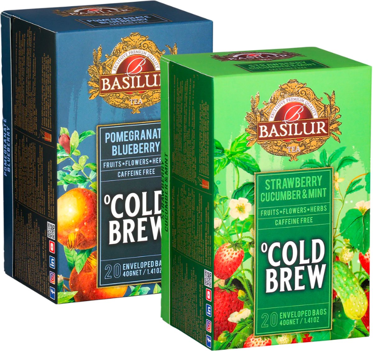 Basilur Cold brew Vruchten thee A-kwaliteit Ceylon tea,(Cafeïnevrij) 40 ...