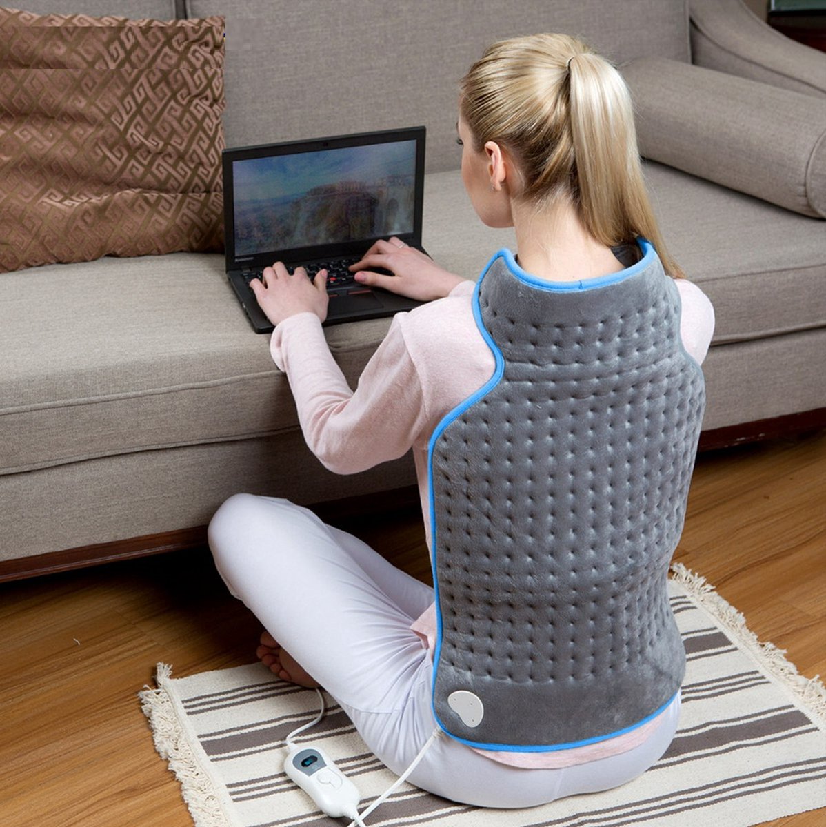 42 x 63 cm - 100W - Beige - Elektrisch Kussen voor Nek- en Rugpijn ...