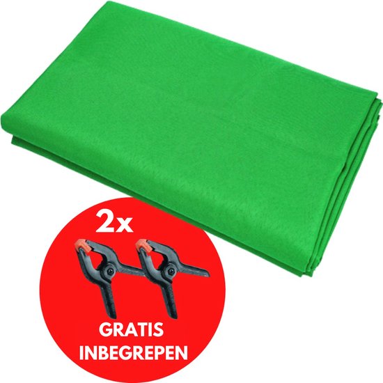 Dirply Green Screen Doek - 200x140 cm - Inclusief 2x ...