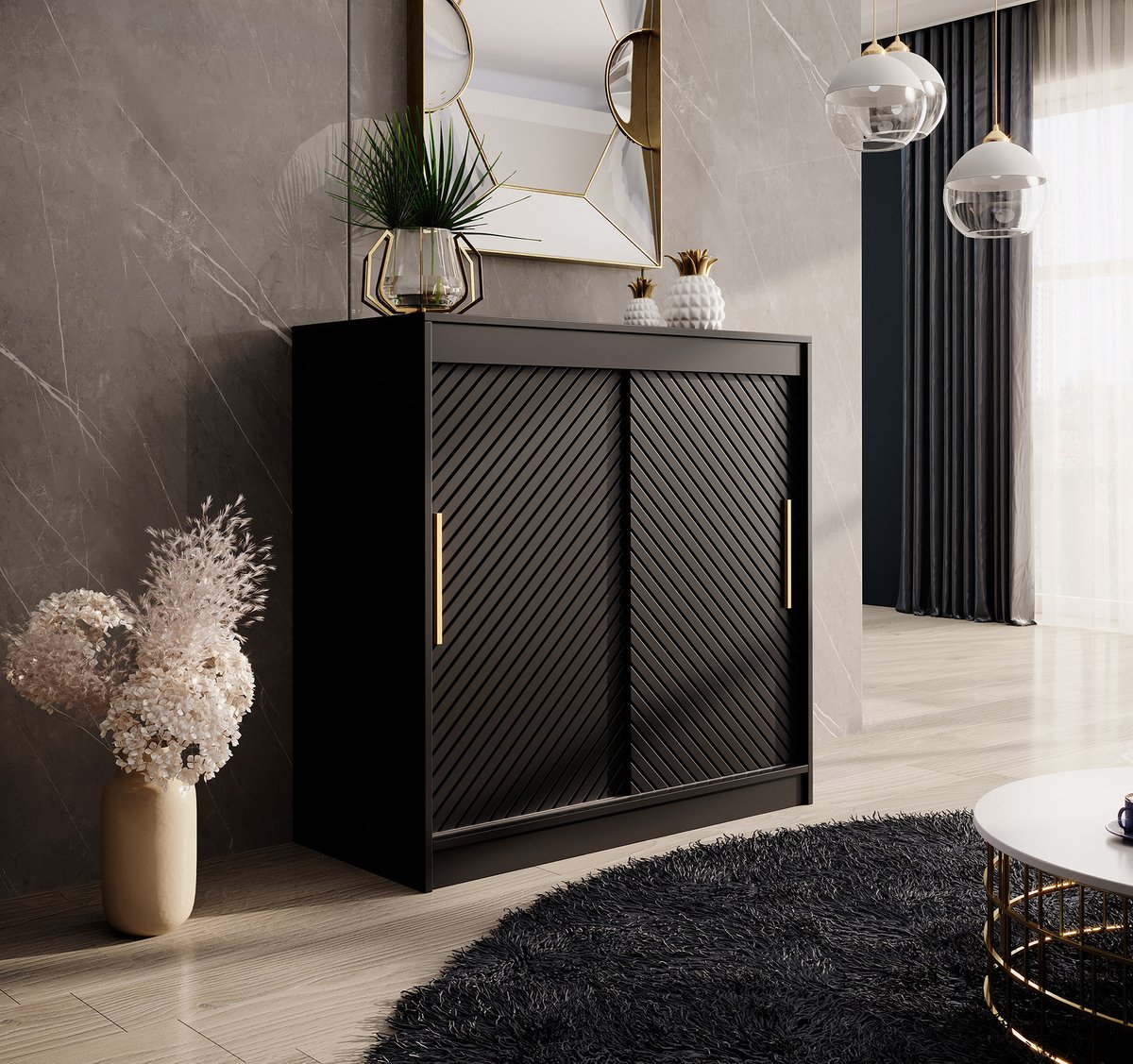 Meubella - Dressoir Rodux - Zwart - 100 cm | bol.com