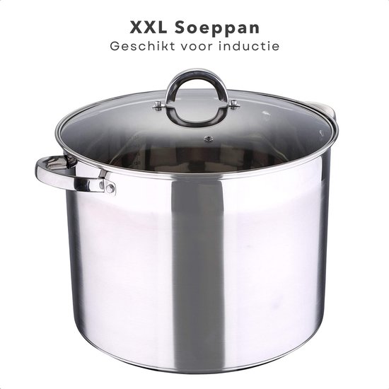 Cheqo® RVS Soeppan XXL 20L - Soep Pan - Kookpan - 32cm Diameter - 25cm ...