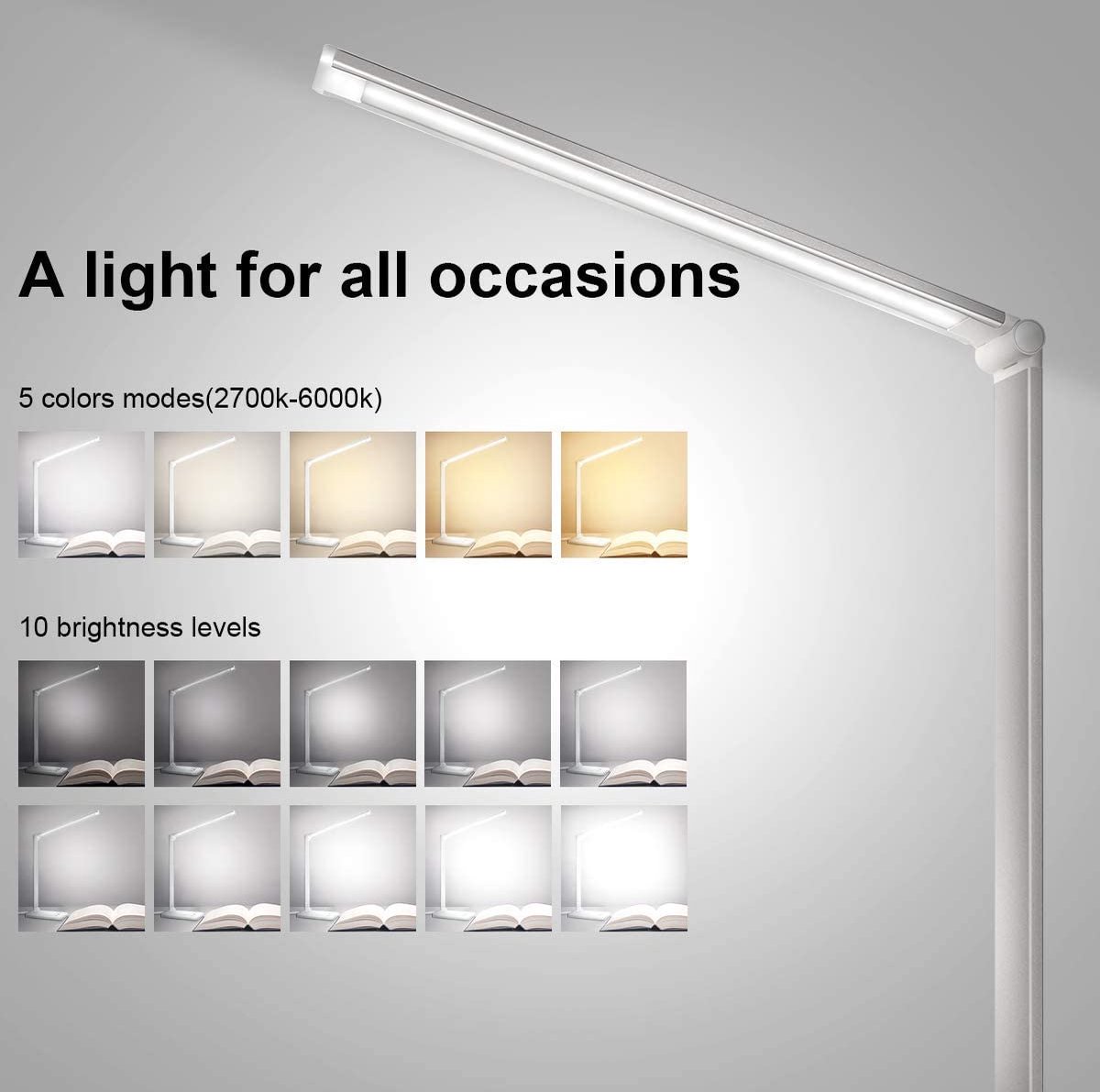 Bureaulamp LED Dimbaar - Wit - Modern - Verstelbare Verlichtingsmodi ...