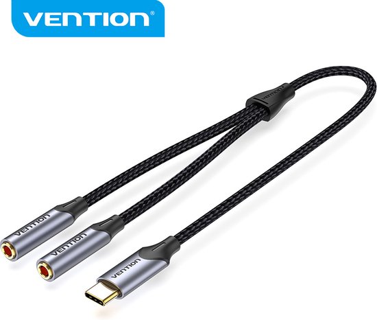Vention USB-C Audio Splitter - 3.5mm female jacks - USB-C Koptelefoon ...