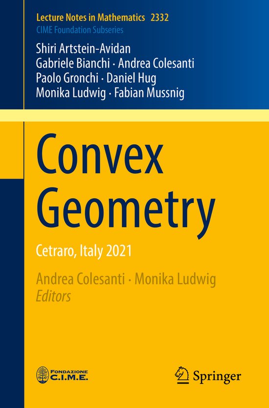 Convex Geometry | 9783031378829 | Shiri Artstein-Avidan | Boeken | bol.com