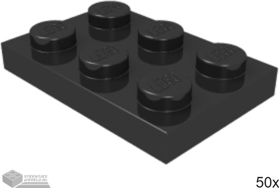 50x LEGO 3021 Plaat 2x3 Zwart, 50 stuks | bol.com