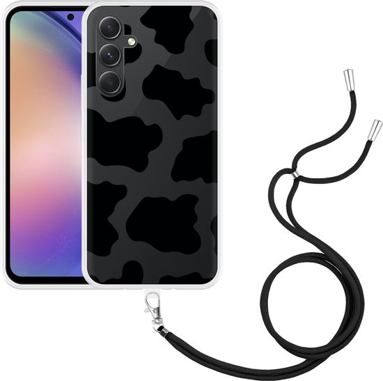 Cazy Hoesje met koord geschikt voor Samsung Galaxy A54 Koeienvlekken | bol