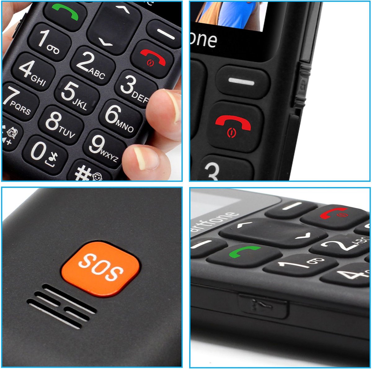 Senioren Mobiele Telefoon - SOS-functie - Grote knoppen ...