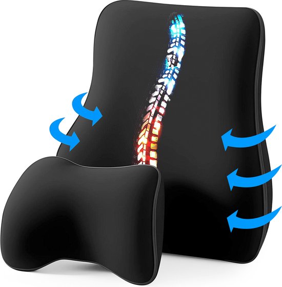 PAULED Premium rug en hoofdsteun kussen Voor Auto/Kantoor/Thuis | bol.com