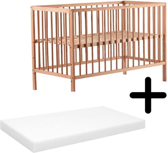 Cabino Mees babybed / Ledikant + Matras - verstelbare bodem 60x120 cm ...