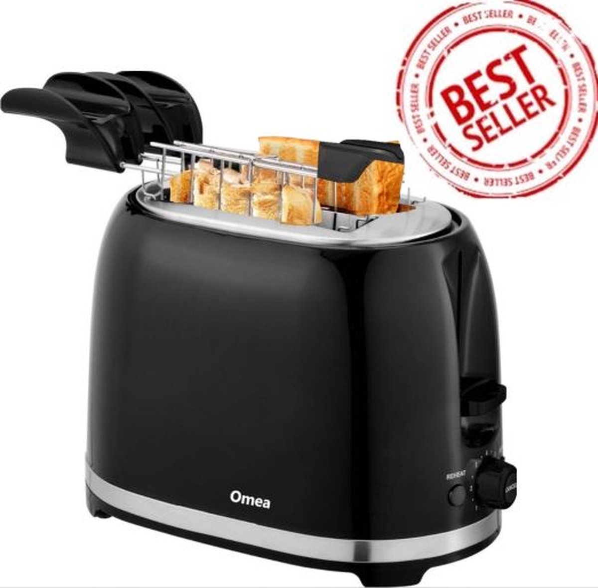 Omea Broodrooster Zwart - Broodrooster met Tostiklemmen - Retro - Extra ...