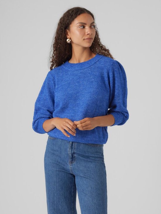 Vero Moda Vigga 3/4 Rib Blouse Beaucoup Blue BLAUW XS | bol.com