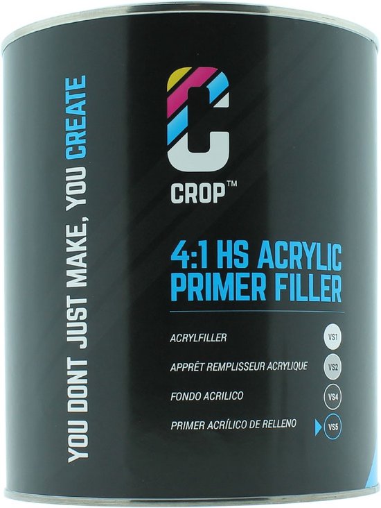 CROP 2K HS Acryl Primer Filler ZWART VS5 - Blik 4 liter | bol