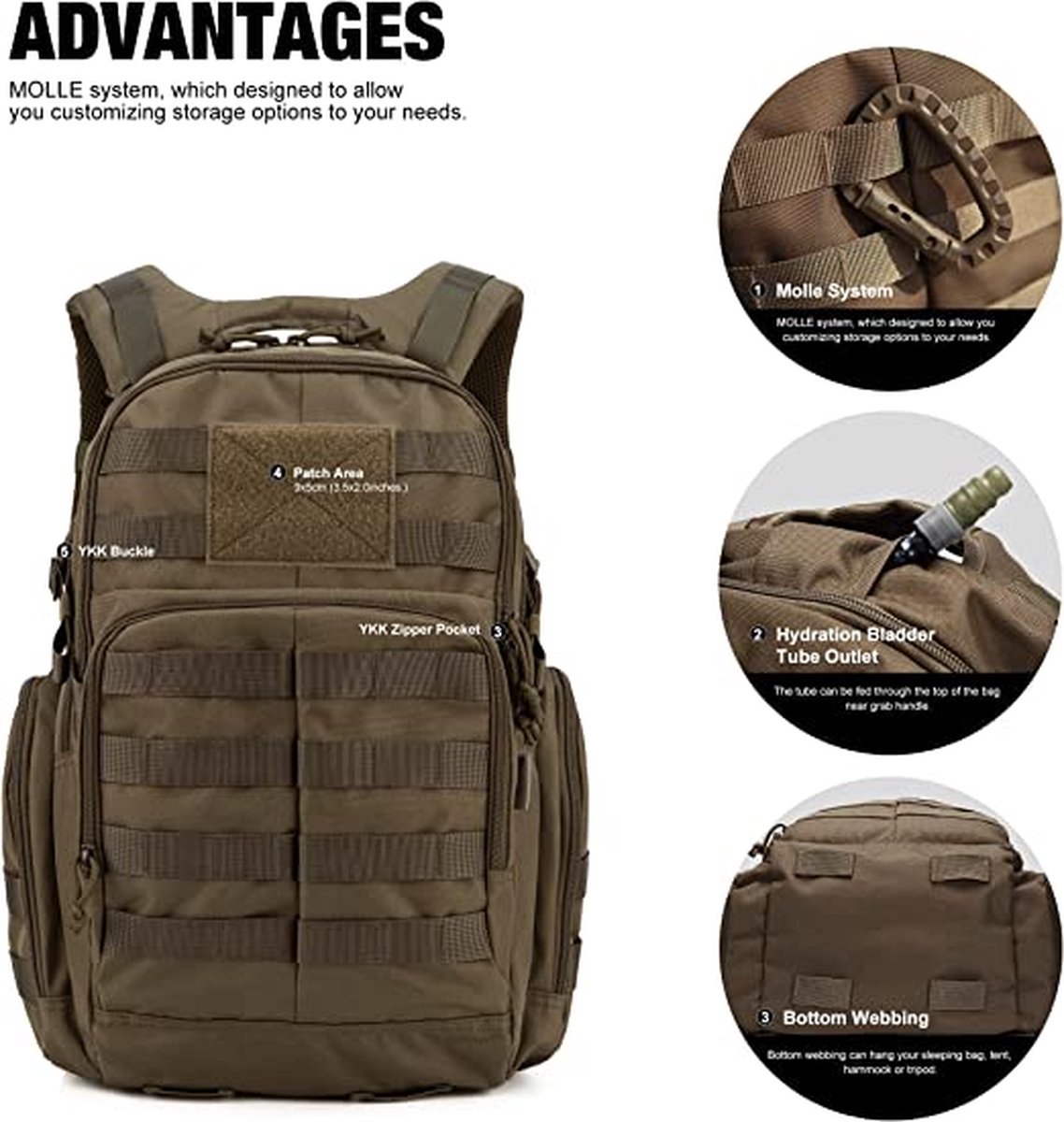 Mardingtop 25/35L Militaire Tactische Rugzak Dagrugzak voor Laptop ...