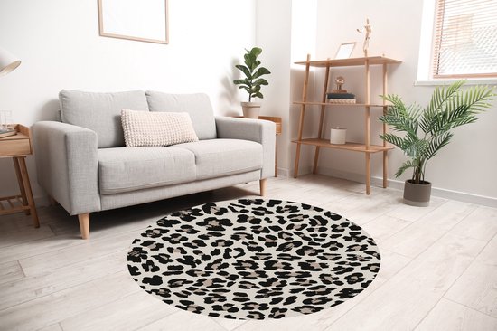 Vloerkleed vinyl rond | Panter grey | 95 cm Rond | bol